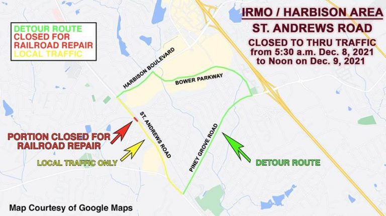 SCDOT road closure advisory for the St. Andrews Road area - Who's On ...
