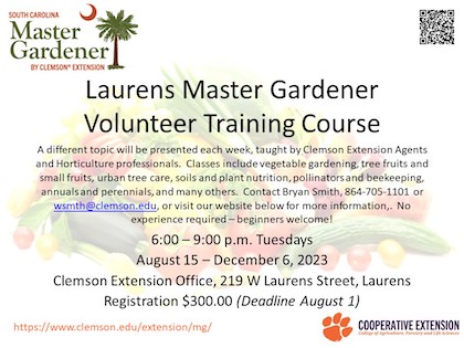 Laurens Master Gardener Volunteer Training Course - Who's On The Move