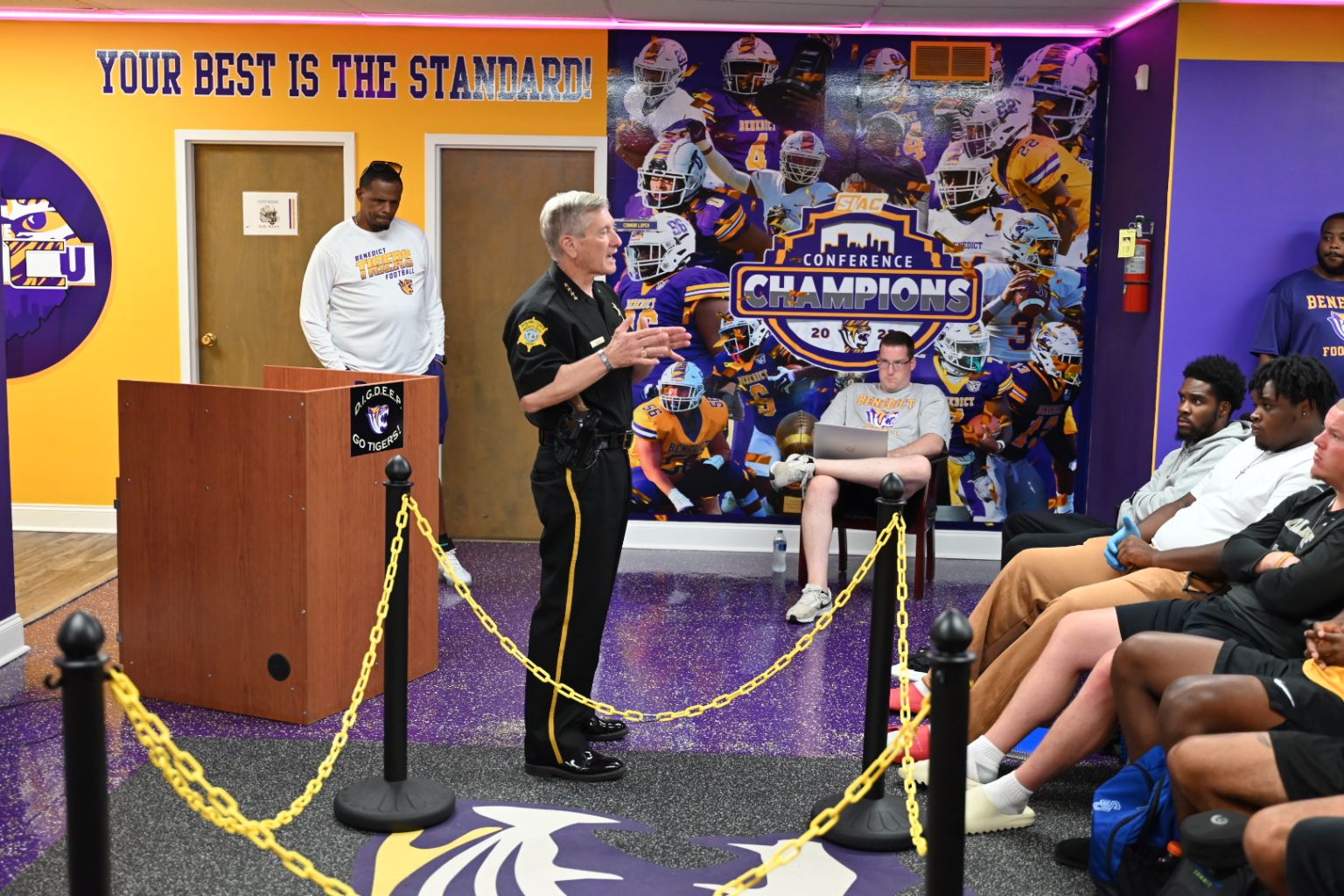 Sheriff speaks to Benedict College Football Team - Who's On The Move