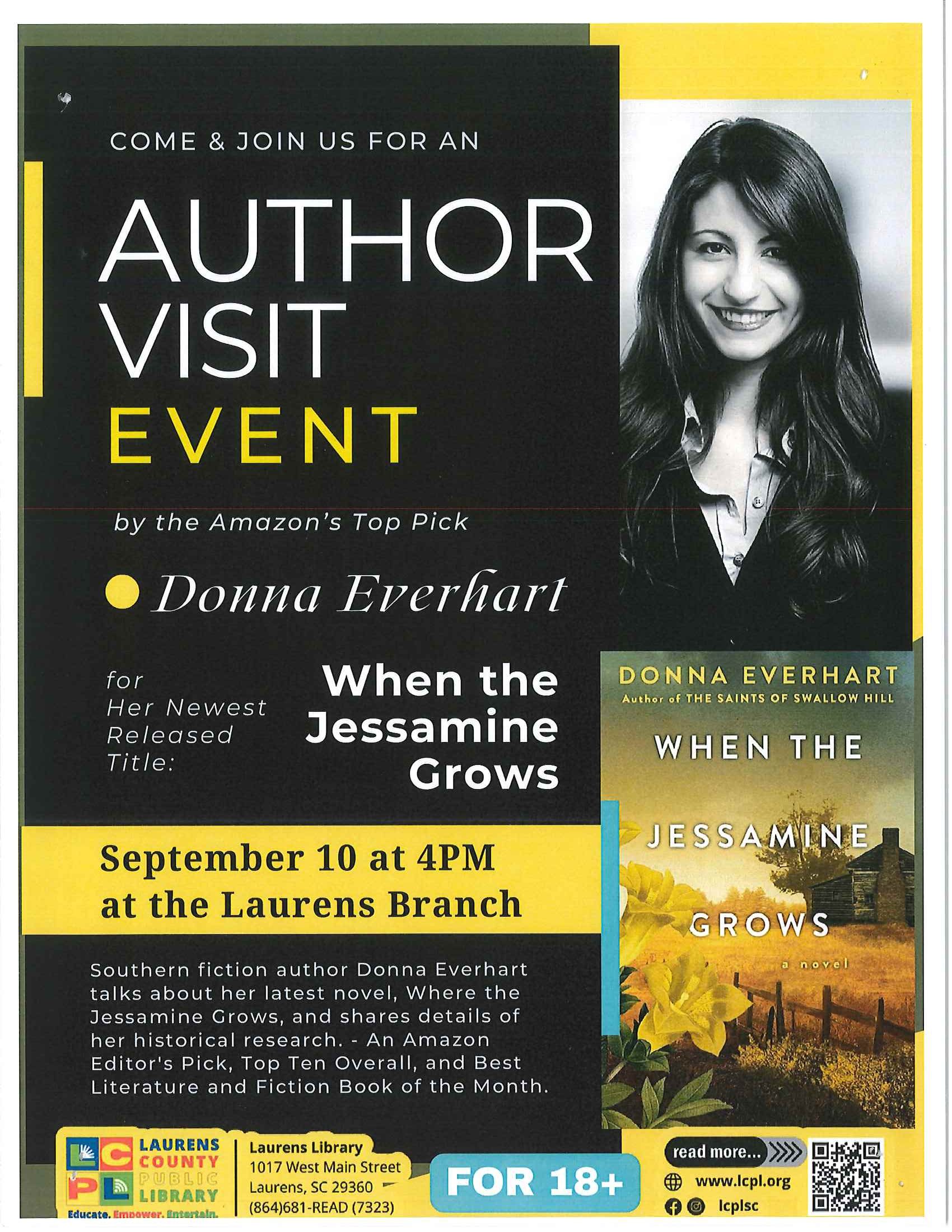 Southern Fiction Author Donna Everhart to Visit Laurens Library - Who's ...