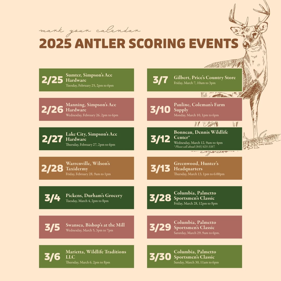 Deer Antler Measuring Sessions Set Throughout South Carolina - Who's On ...