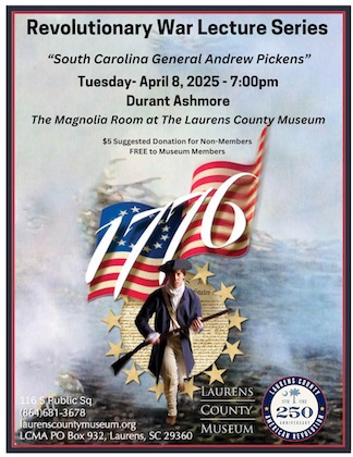 Revolutionary War Hero General Andrew Pickens to be Featured in Lecture ...