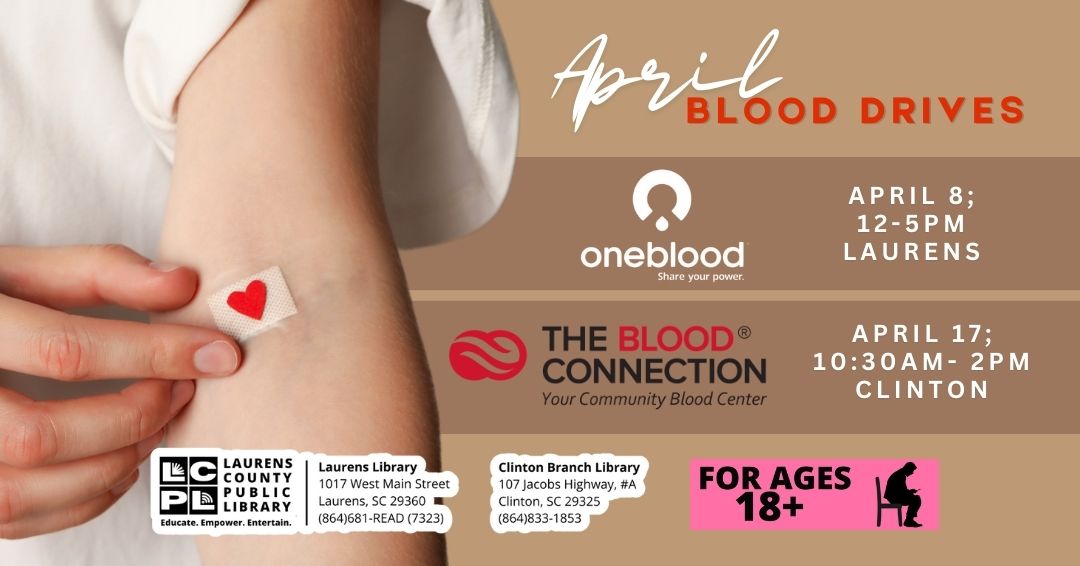 Laurens County Libraries Partner with One Blood and The Blood ...
