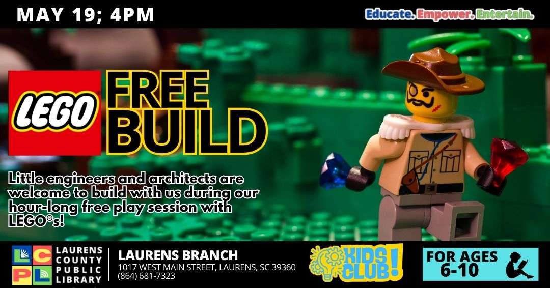 Young Builders Invited to Lego™ Free Build at Laurens Library - Who's ...