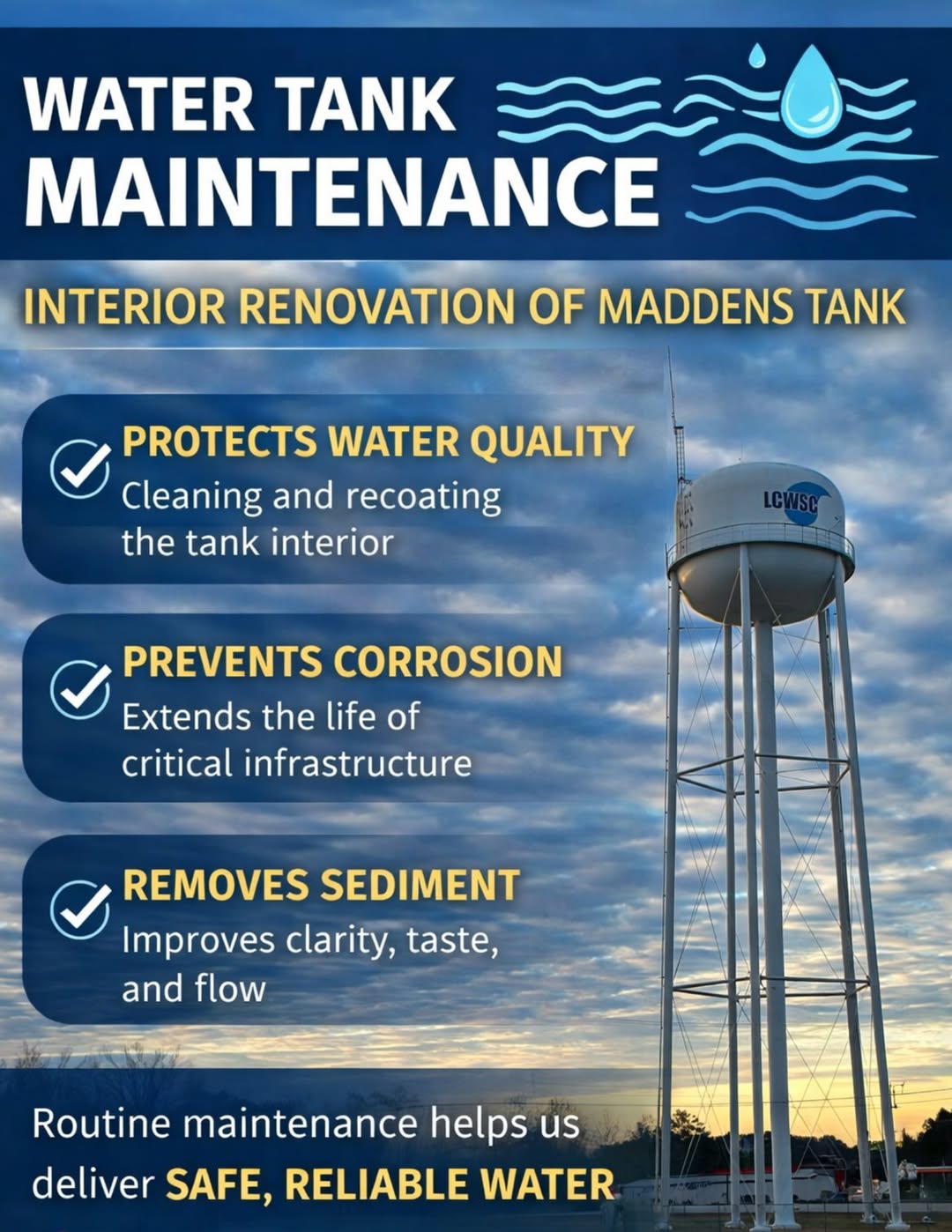 LCWSC Begins Maddens Tank Renovation to Support Long-Term Water System ...